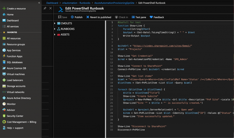 Provisioning Sharepoint Site With Azure Automation And Pnp Powershell