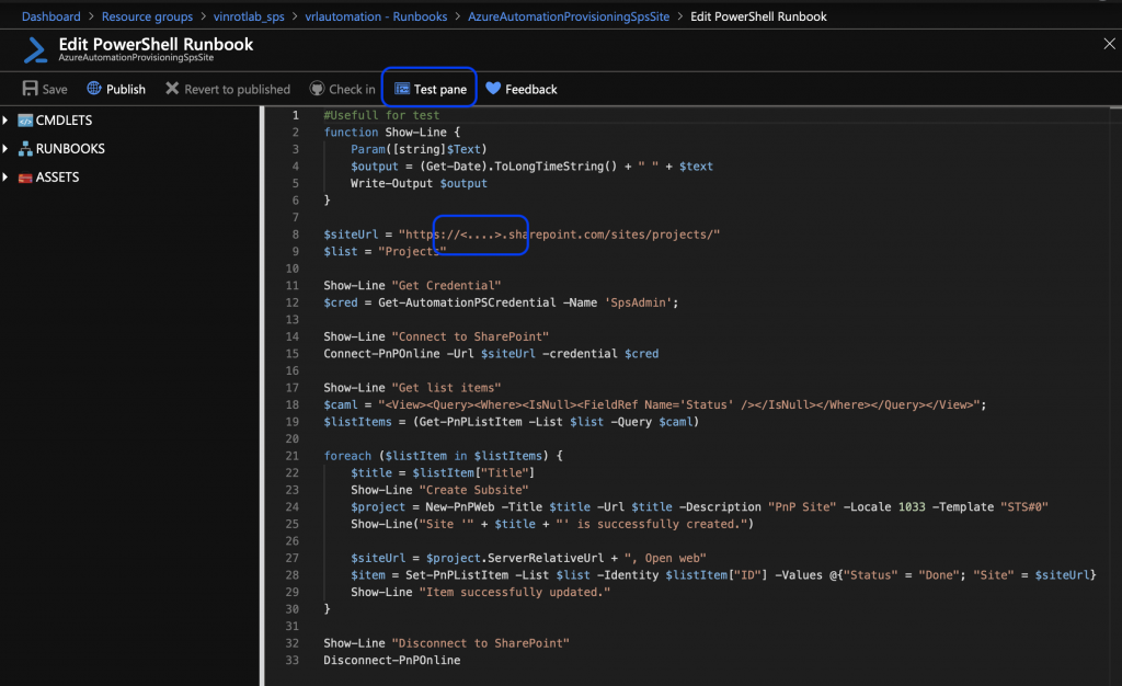 Provisioning SharePoint Site with Azure Automation and PnP-PowerShell - vinrotlab.io